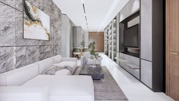 Quarto, 2 quartos (Penthouse) | Sala de estar | Smart TV de 50 polegadas com canais digitais, televisor