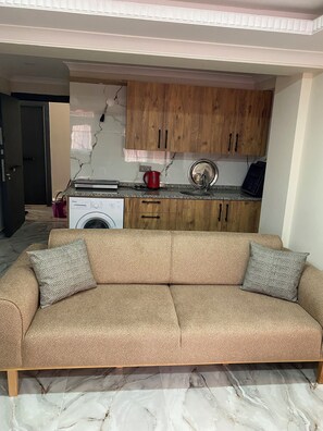 Apartamento Comfort, 1 quarto | Cozinha privada | Minifrigorífico, uma placa de cozinha, uma máquina de lavar louça 