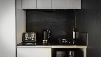 Cabana superluxo, 1 cama King, sauna seca | Cozinha privada | Frigobar, micro-ondas, cooktop, máquina de café expresso