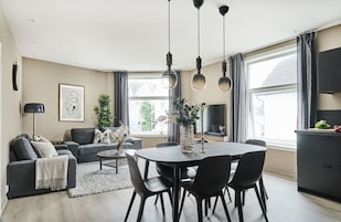 Apartamento família | Roupas de cama antialérgicas, cortinas blackout, quartos à prova de som