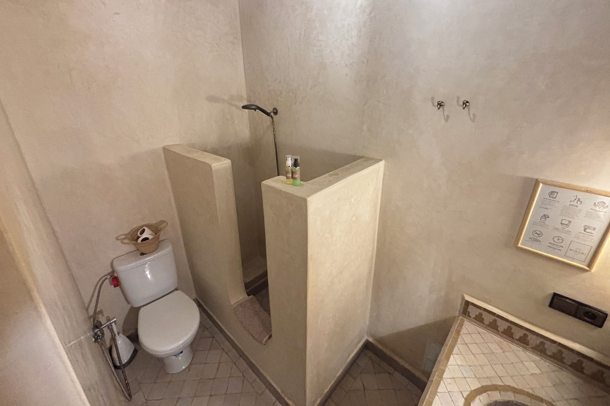 Um espaço de chuveiro pequeno e fechado, com um vaso sanitário e uma pia.