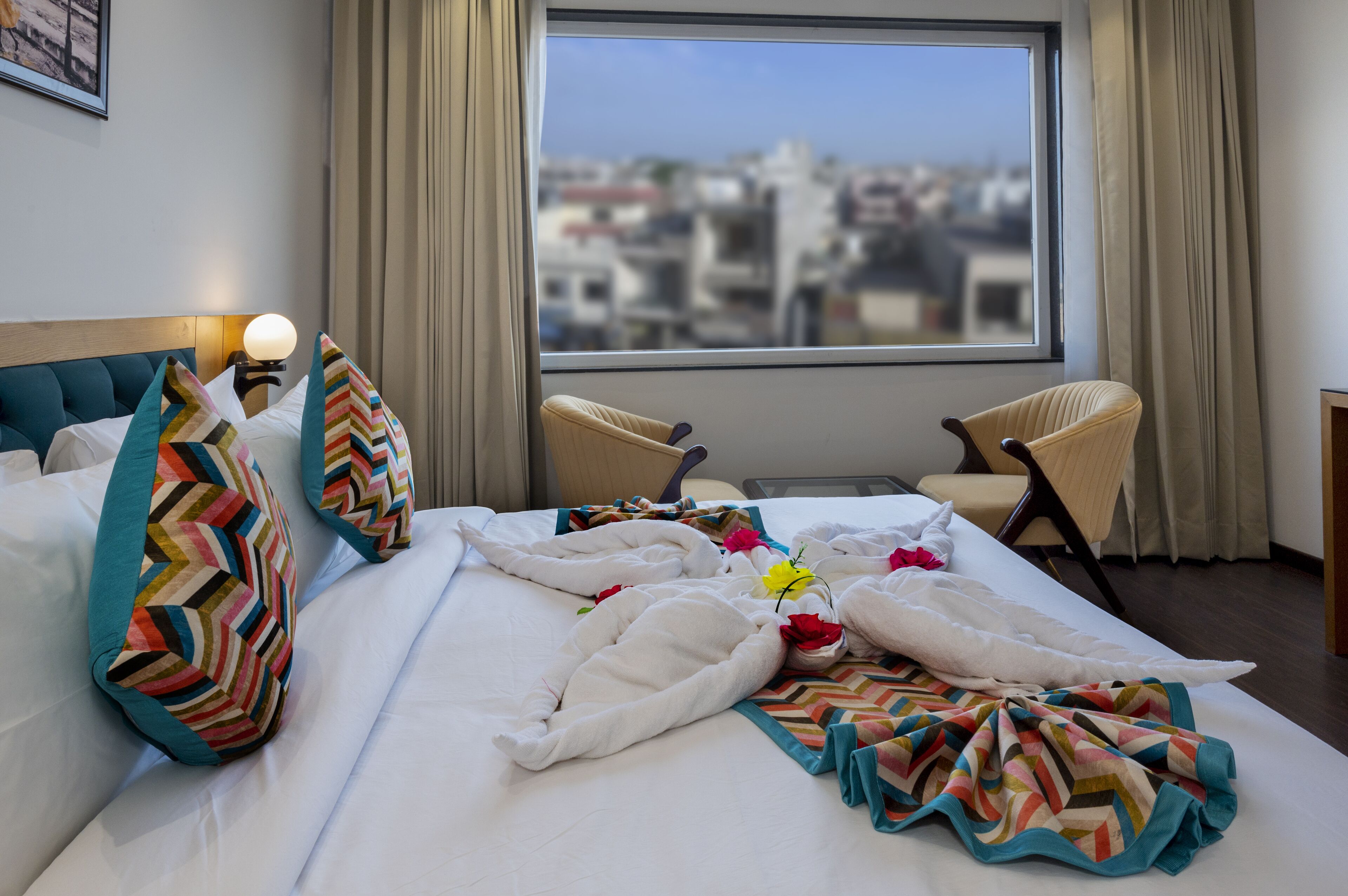 Quarto Duplo Executivo | Roupa de alta qualidade, edredões de penas 