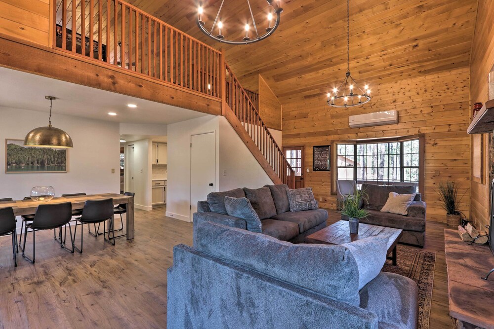 Deck, Games & Fire Pit: Modern Pine Cabin! - Pine, AZ