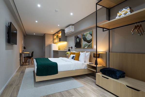 Estúdio, 1 cama de casal (25 m) | Roupa hipoalergénica, com decoração personalizada, Wi-fi grátis 