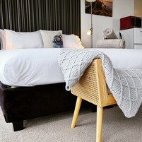 Estúdio Deluxe, vista para o oceano | Roupa de alta qualidade, cortinas/cortinados opacos
