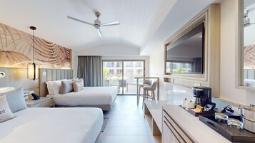 Roupas de cama premium, frigobar (abastecido com itens grátis)