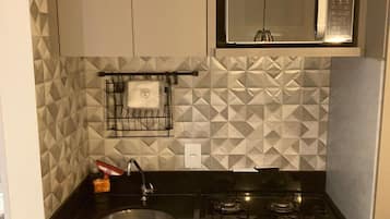 Estúdio conforto | Cozinha privada | Geladeira, micro-ondas, liquidificador