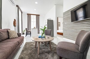 Apartamento de Luxo | Sala de estar | Smart TV de 50 de polegadas com canais digitais, televisor, Netflix 