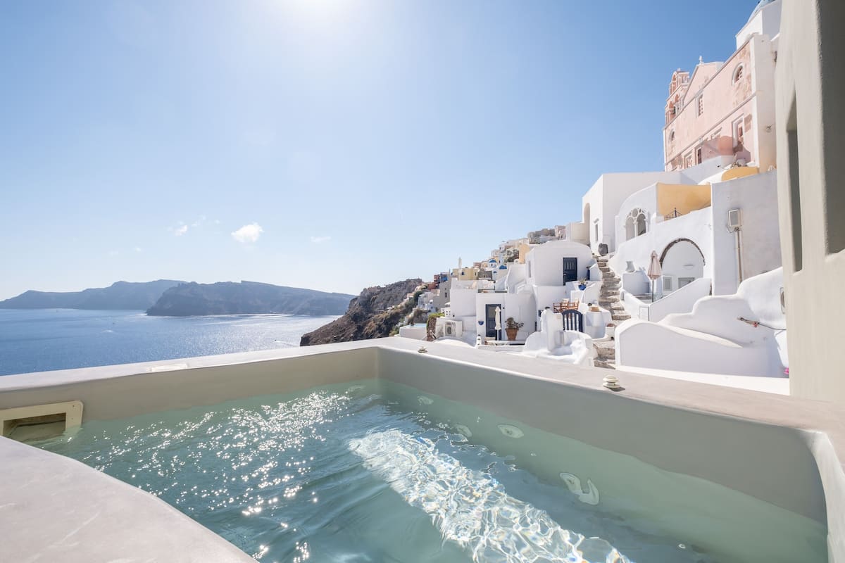 Estúdio Panorâmico, banheira de hidromassagem grande, vista para o mar | Terraço/pátio interior
