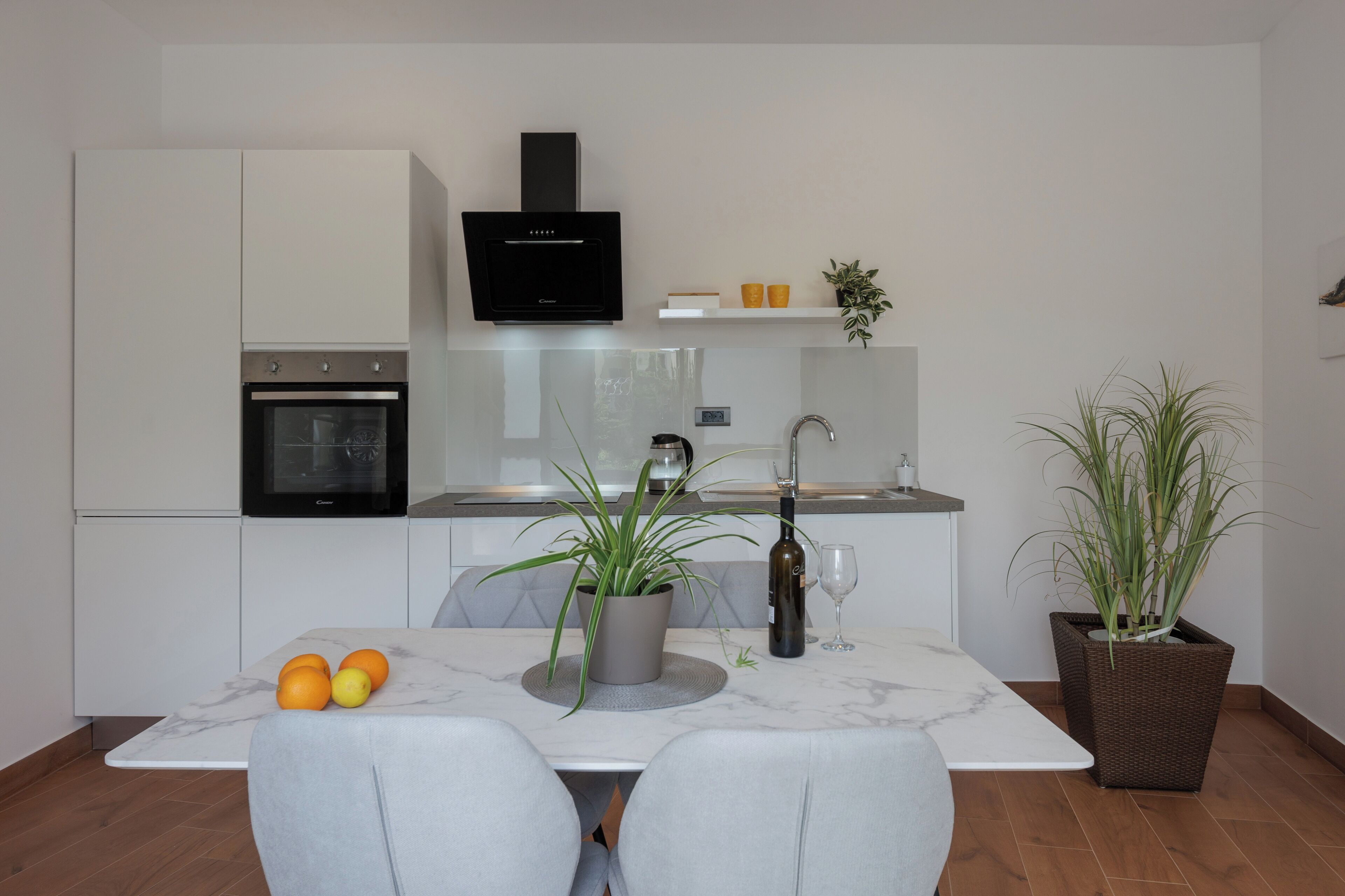 Apartamento luxo | Cozinha privada | Geladeira grande, fogão, cooktop, lava-louças