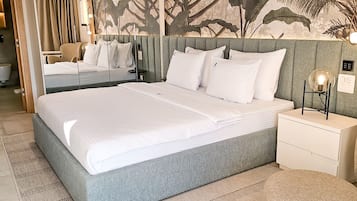 Apartamento Presidencial, não fumadores, vista para o mar | 1 quarto, roupa de alta qualidade, camas de colchão viscoelástico