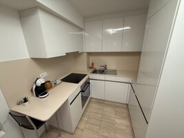 Apartamento luxo | Cozinha privada | Geladeira grande, fogão, cooktop, freezer