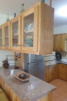 Geladeira grande, produtos de limpeza biodegradáveis disponíveis