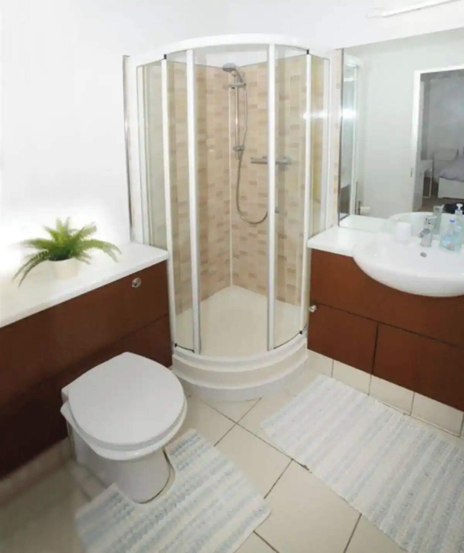 Apartamento Básico, 2 camas de casal | Casa de banho | Um secador de cabelo, toalhas fornecidas, sabão, champô 