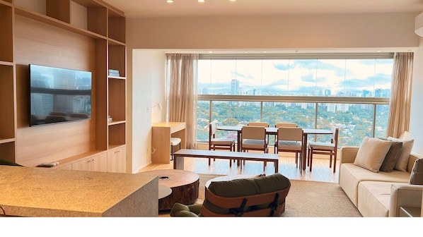 Apartamento | Área de estar | Smart TV 32 polegadas com canais a cabo