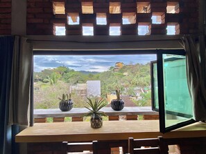 Split level unit with private pool. Large folding windows with views ...