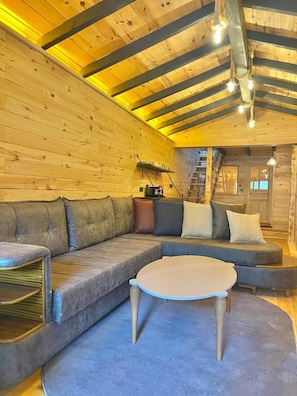 Suite Presidencial, vários quartos, sauna, vista para o rio | Sala de estar | Televisor LCD, Netflix, serviços de streaming 