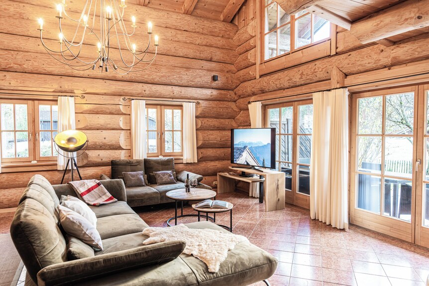 Luxury Chalet Natural Log Cabin, 165sqm, 3 Bedrooms, 2 Bathrooms, Fireplace, Terrace With Jacuzzi - Ruhpolding