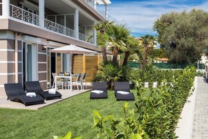 Apartamento luxo, 1 cama de casal e sofá-cama | Terraço/pátio