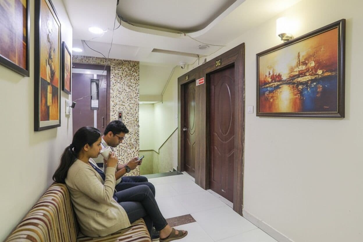 Área de estar no saguão