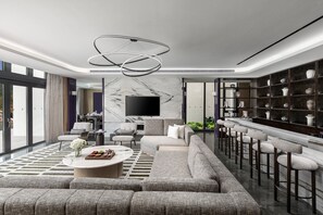 Vila presidencial, 1 cama King | Edredons de pluma, frigobar (abastecido com itens grátis)