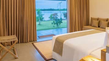 Vila superluxo, 1 cama King, para não fumantes, vista para a lagoa | 1 quarto, roupas de cama premium, frigobar, cofres nos quartos