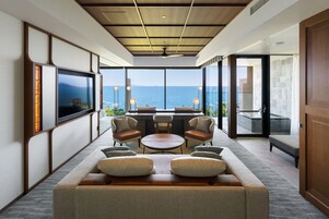 Quarto Twin Deluxe, vista para o oceano, no canto | Roupa de alta qualidade, camas de colchão pillowtop, minibar 