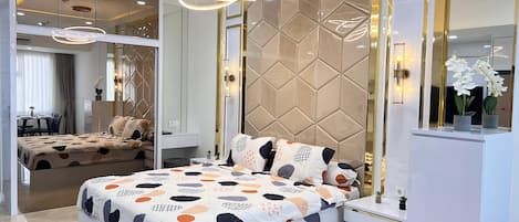 Apartamento clássico, 1 cama King, vista para a cidade | 3 quartos, roupas de cama premium, Wi-Fi de cortesia
