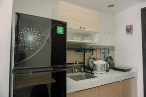 Estúdio | Cozinha privada | Um frigorífico/congelador grande, uma placa de cozinha
