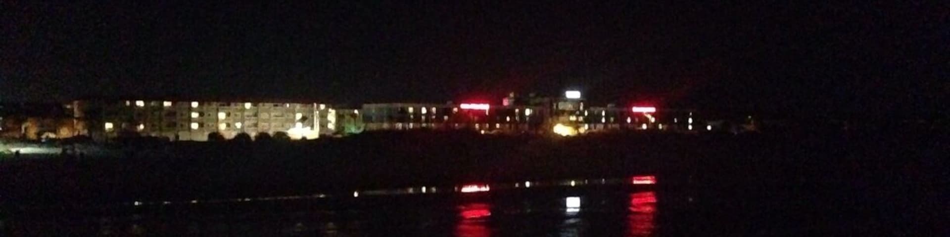 Taken from the pier at Tybee Island. The pier closes at 11pm and re opens at 9am. The moon off the ocean was so beautiful.