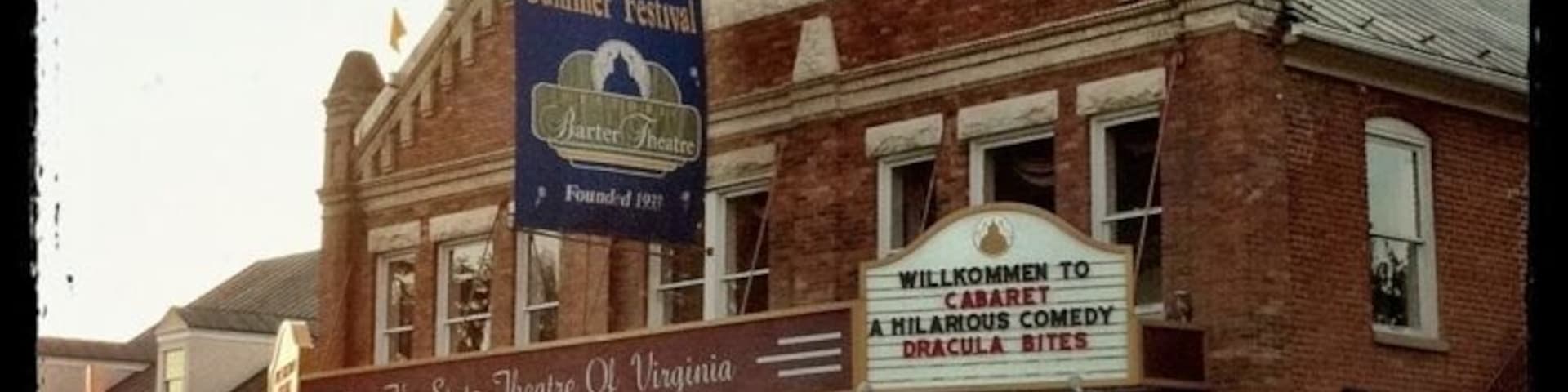 Barter Theatre, located in Abingdon, Virginia, opened on June 10, 1933, when the country was in the middle of the Great Depression.  Most patrons were not able to pay the full ticket price. Robert Porterfield, founder of the theatre, offered admittance by letting the local people pay with food goods, hence the name "Barter". The original ticket price for a play was 40 cents, or the equivalent in goods. In 1946, Barter Theatre was designated the State Theatre of Virginia. Today, Barter is one of the last year-round professional resident repertory theatres remaining in the United States. -Wikipedia