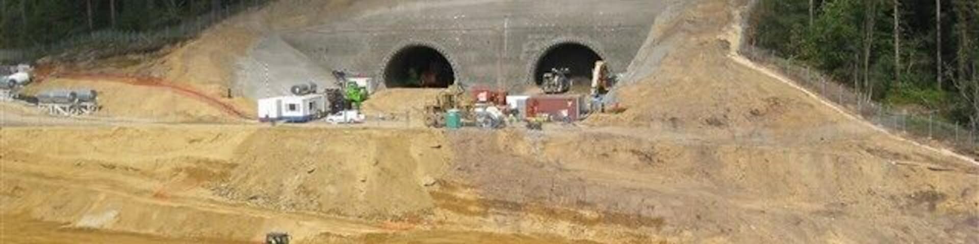 Hindhead Tunnel, South Portal. Six month on from 634497, two months on from 770949, and just two weeks on from 819278, excavation of the southbound bore has now been started.