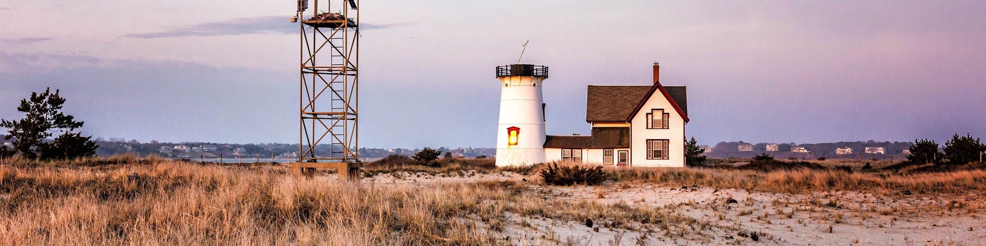 Stage Harbor Light, at sunset. Chatham, Massachusetts. #hiking #massachusetts #lighhouse