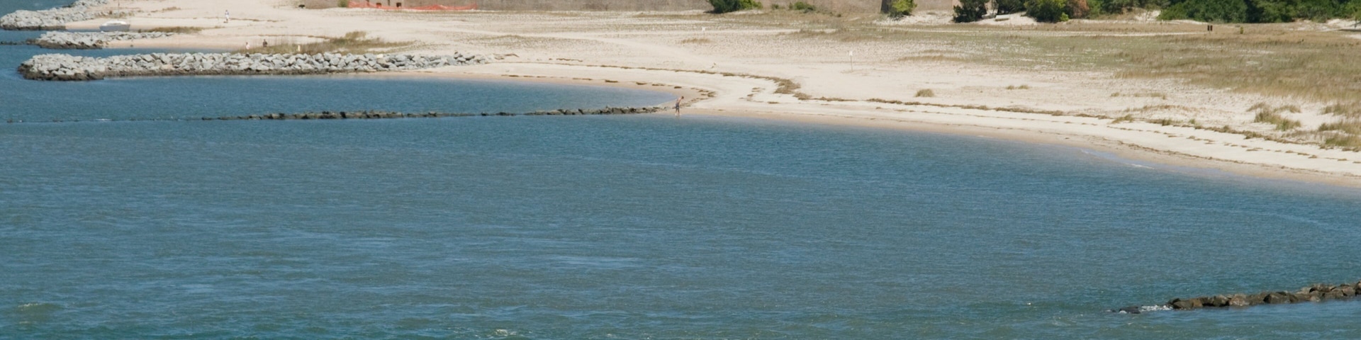 Amelia Island showing a bay or harbor, a beach and a ferry