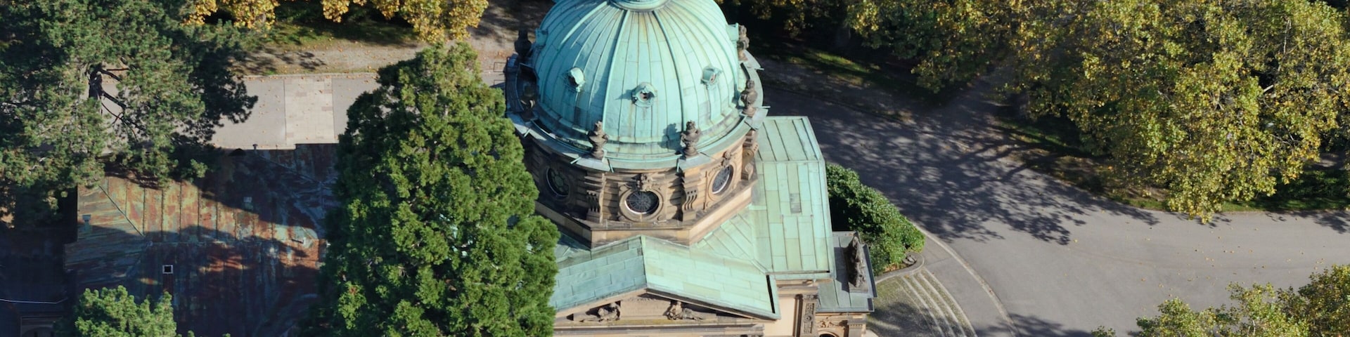 Aerial view of Freiburg/ Breisgau, main cemetery