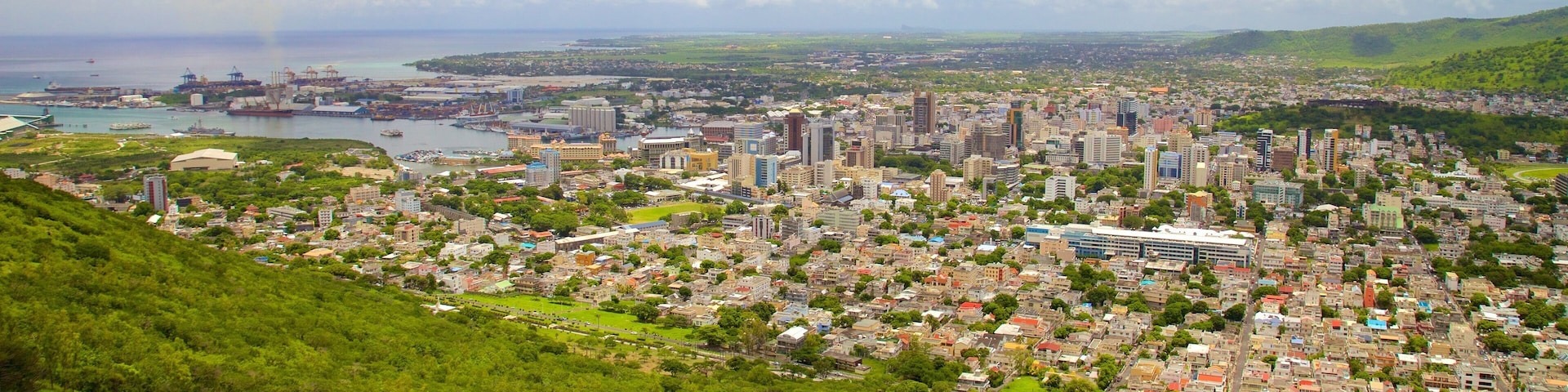 Mauritius featuring a city and landscape views
