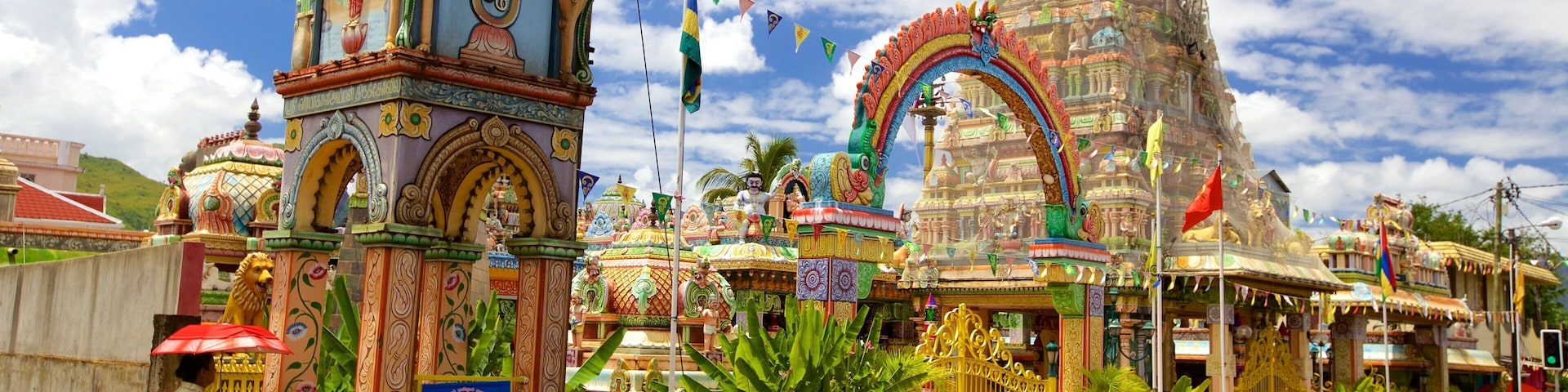 Mauritius which includes a temple or place of worship and religious aspects