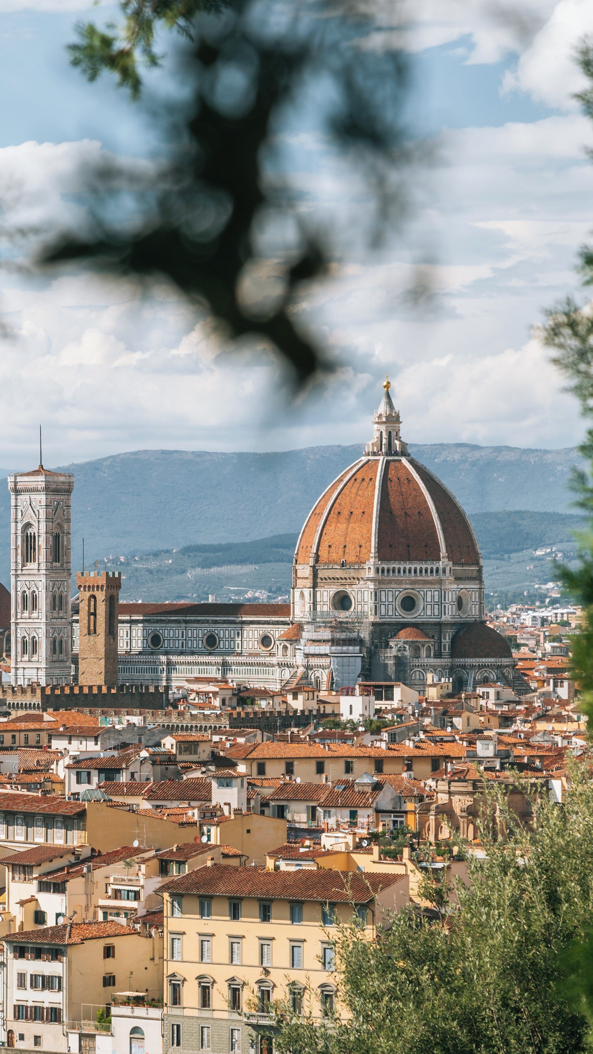 Stunning view of Florence from Piazzale Michelangelo showcasing the iconic dome and historic buildings under a clear sky
