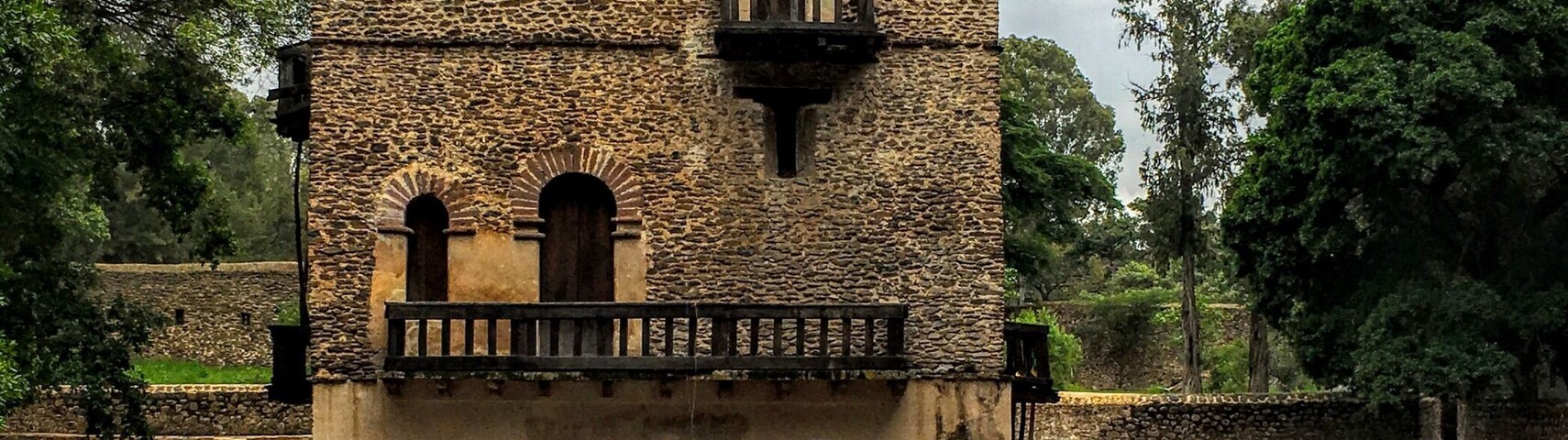 King Fasilides Bath. Once a year, during the religious Timket celebration, the pool is filled with water. Situated in the middle of the pool this castle has the shape of a lion.