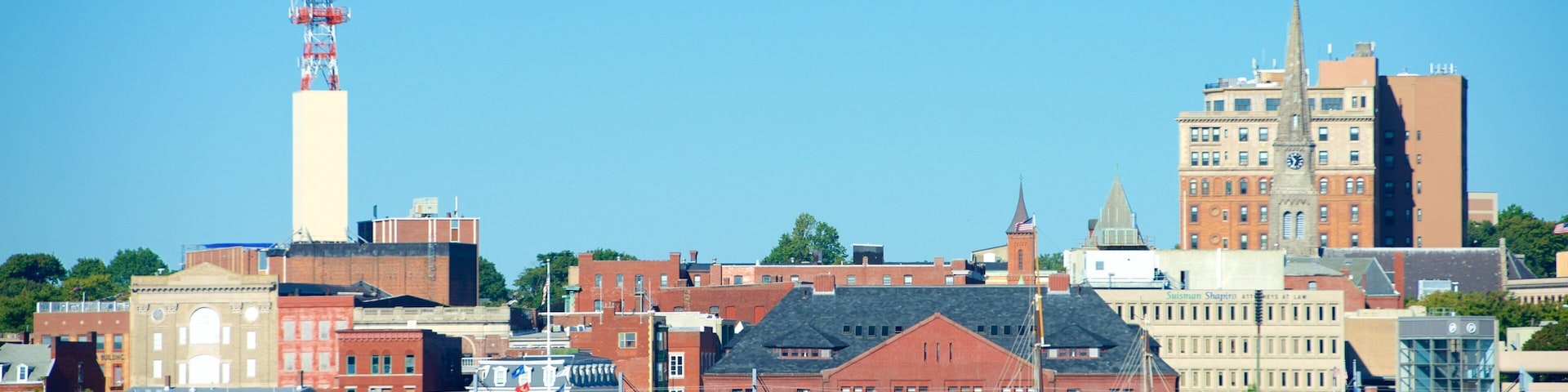 New London which includes a river or creek and heritage architecture