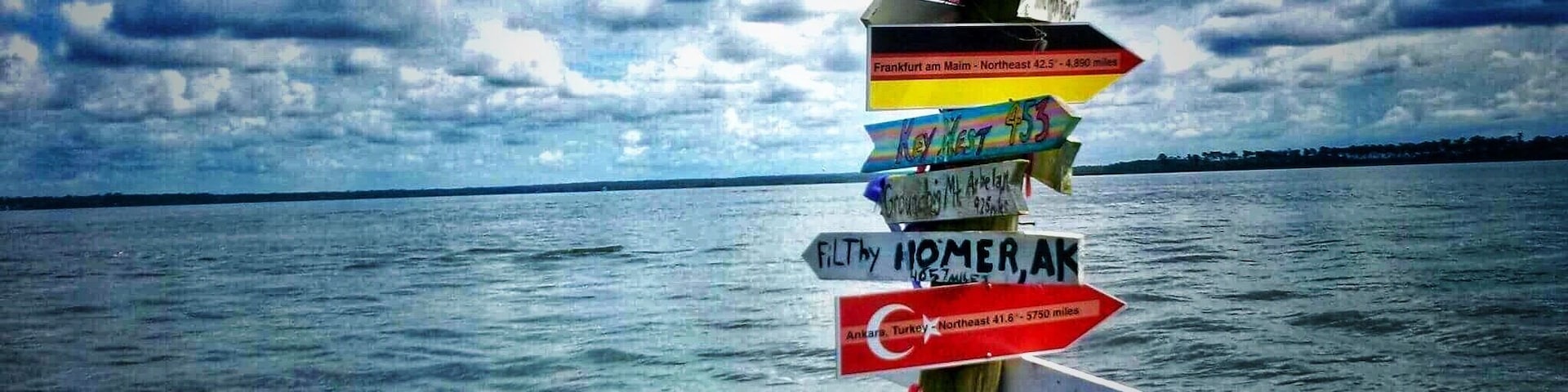 #BVS blue photo contest. This is out in the ocean near a sand bar. It’s a sign with how far from land you are different cities