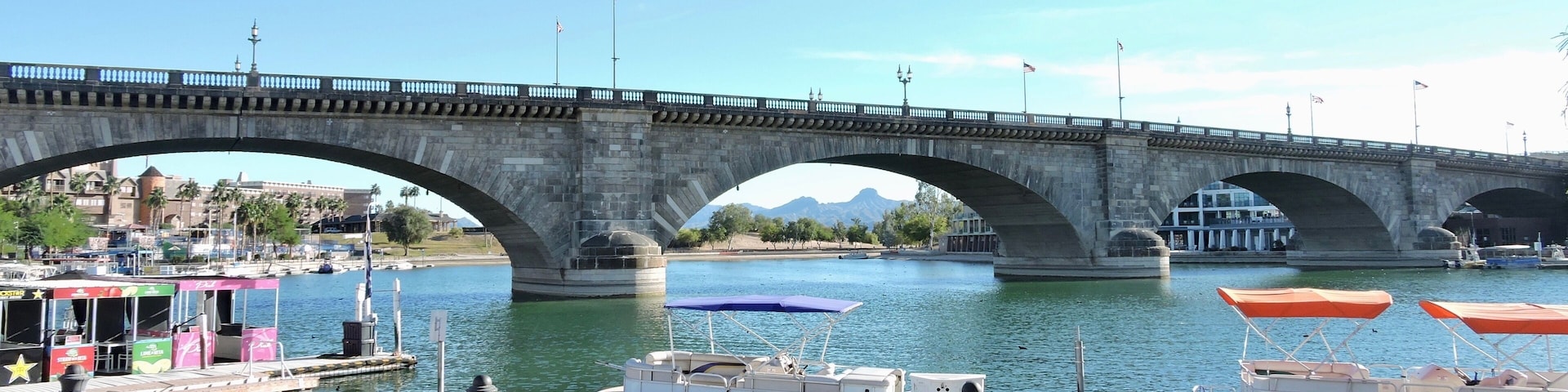 London Bridge is a bridge in Lake Havasu City, Arizona. It was built in the 1830s and formerly spanned the River Thames in London, England. It was dismantled in 1967 and relocated to Arizona. 
#bridge