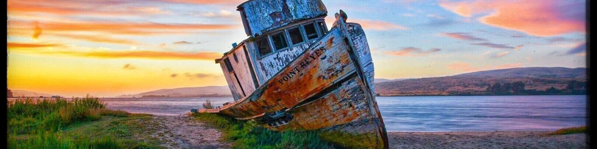 This is the shipwreck known as “Point Reyes”, a favorite of photographers. It was nearly removed after a brief fire set by a photographer by accident. But thanks to the efforts of other photographers, the boat remains! I shot this at sunset with beautiful clouds in the sky in early July, 2019.
Point Reyes is a prominent cape and popular Northern California tourist destination on the Pacific coast. It is located in Marin County approximately 30 miles west-northwest of San Francisco. The term is often applied to the Point Reyes Peninsula, the region bounded by Tomales Bay on the northeast and Bolinas Lagoon on the southeast. The headland is protected as part of Point Reyes National Seashore.
The Point Reyes Lighthouse is a lighthouse in the Gulf of the Farallones at the tip of Point Reyes Peninsula.
#nature contest