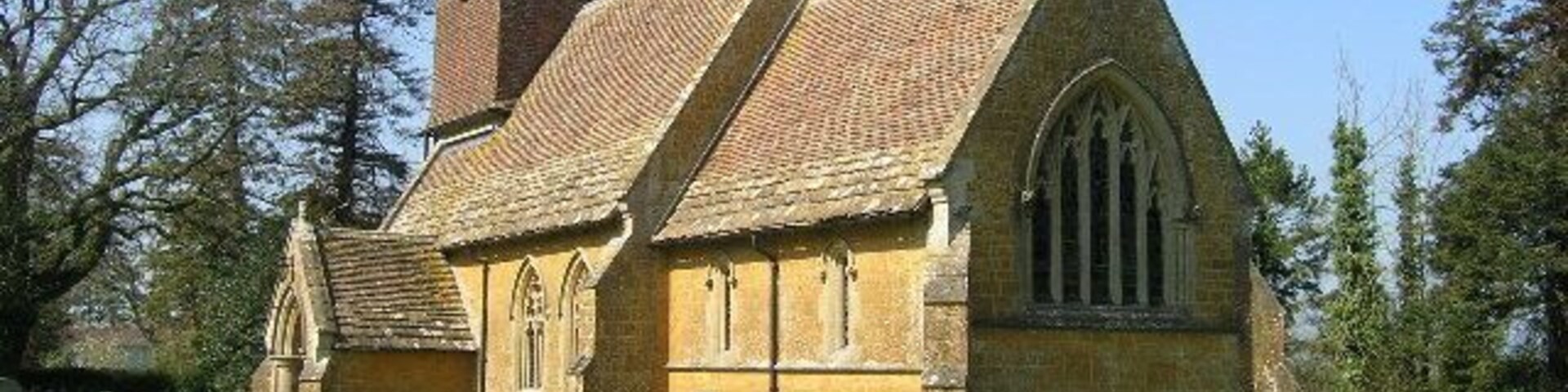 St Peter's parish church, Hornblotton, Somerset, seen from the southeast