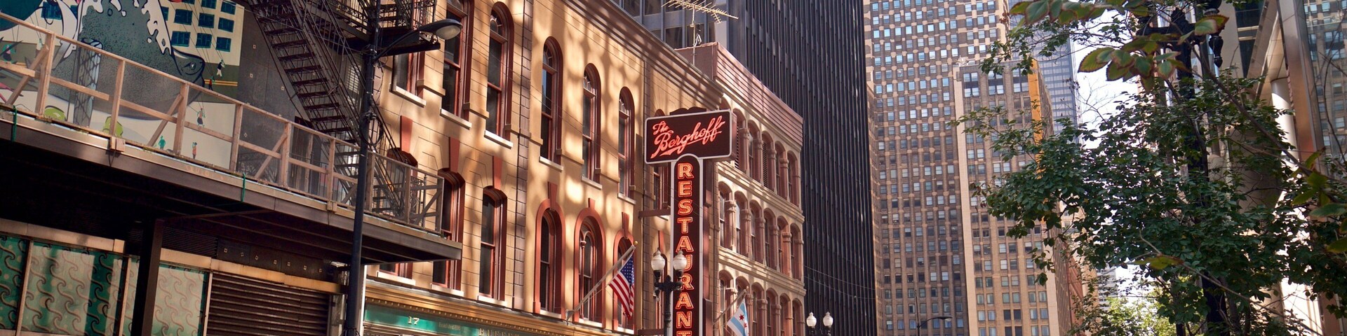 Chicago mostrando sinalização, um arranha-céu e uma cidade