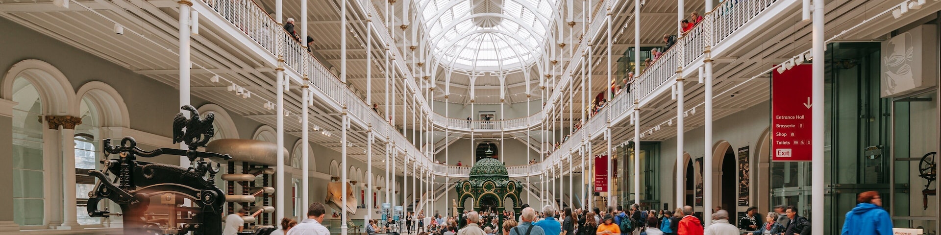 National Museum of Scotland showing interior views as well as a large group of people