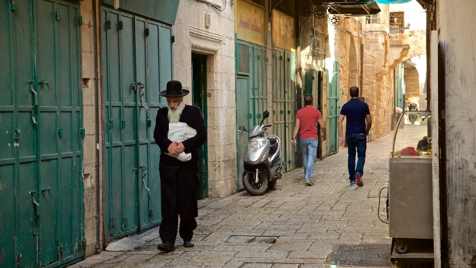 Jerusalem showing street scenes as well as an individual male