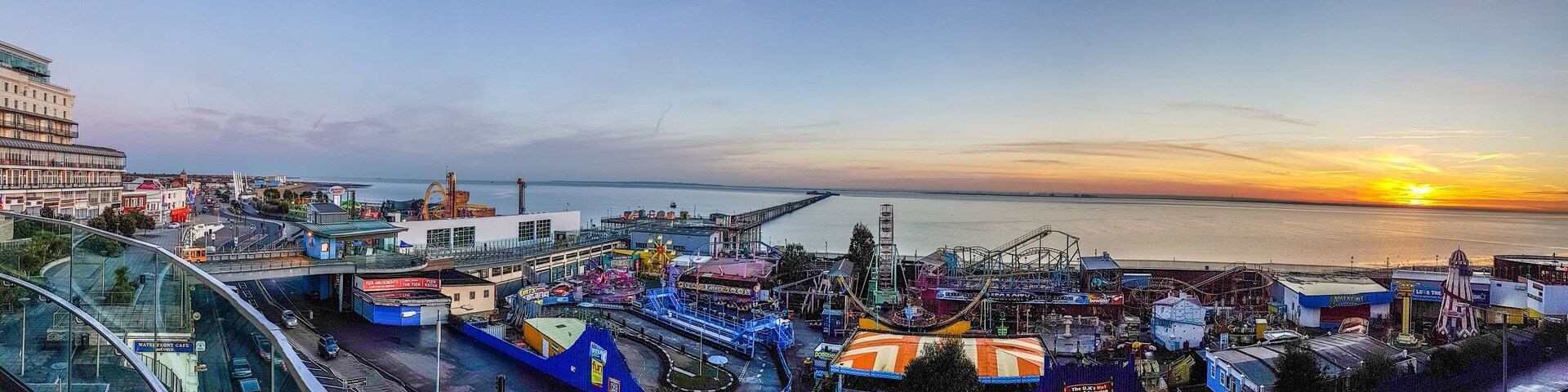 Sun set at Southend-on-sea, which has the longest pear in the world at 2.16 km long and has is own train to get to the end.
