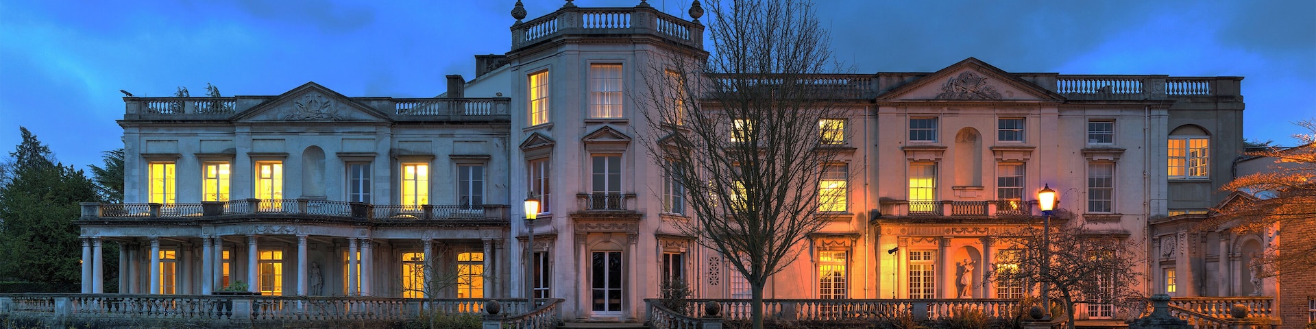 Grove House at dusk, University of Roehampton, London.