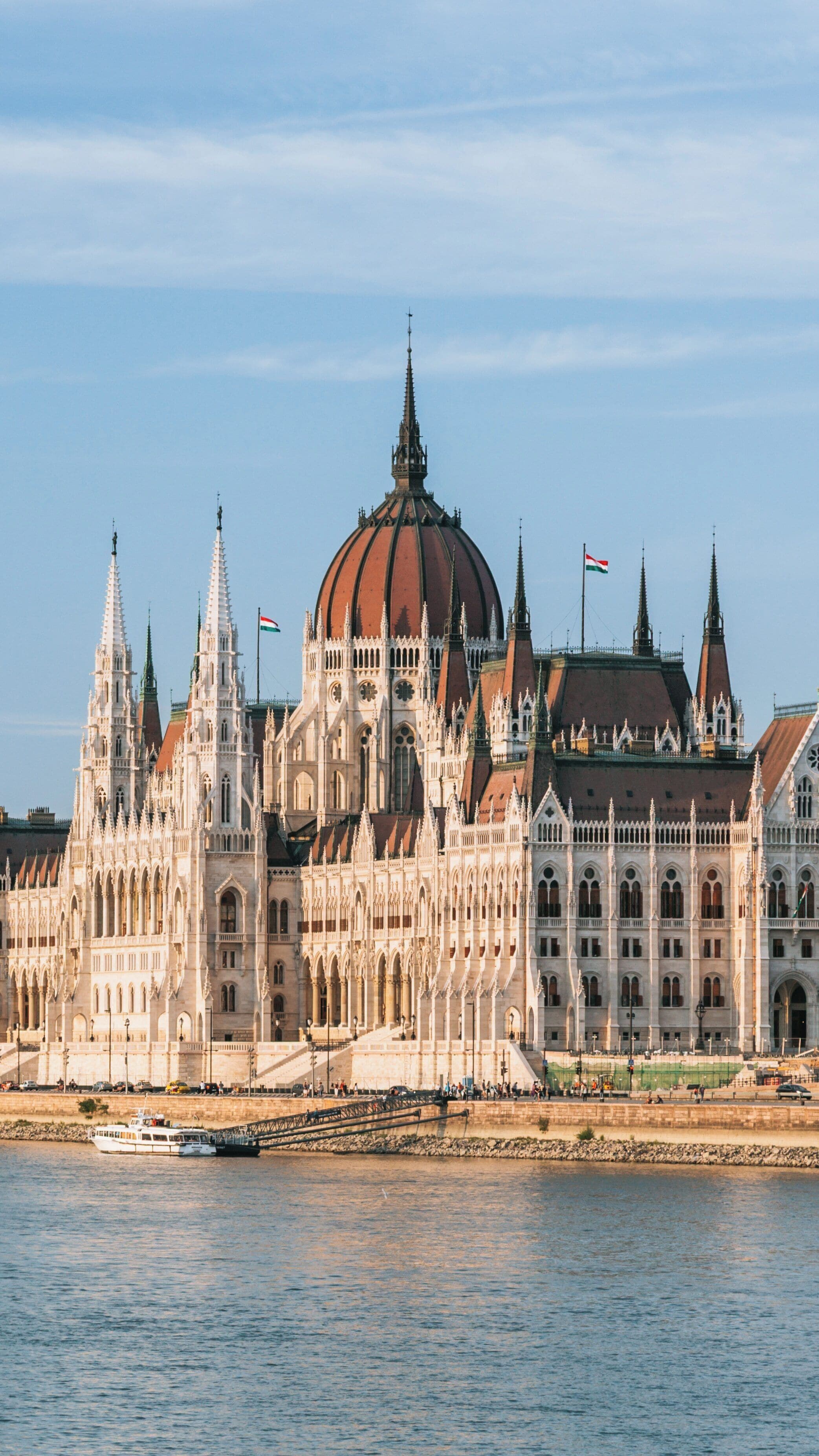 Parliament Building showcases stunning architecture in Budapest City Centre during a clear day in Hungary
